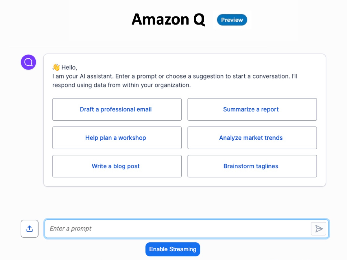 Amazon公布企業用AI聊天機器人Amazon Q，價格略優於微軟Copilot及Google Duet AI | iThome